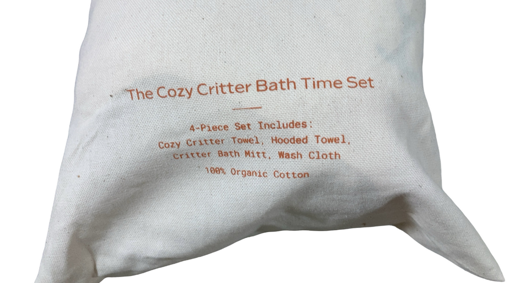 Tiny Kind Cozy Critter Bath Time Set 4 Piece, Cloud Pink Bunny