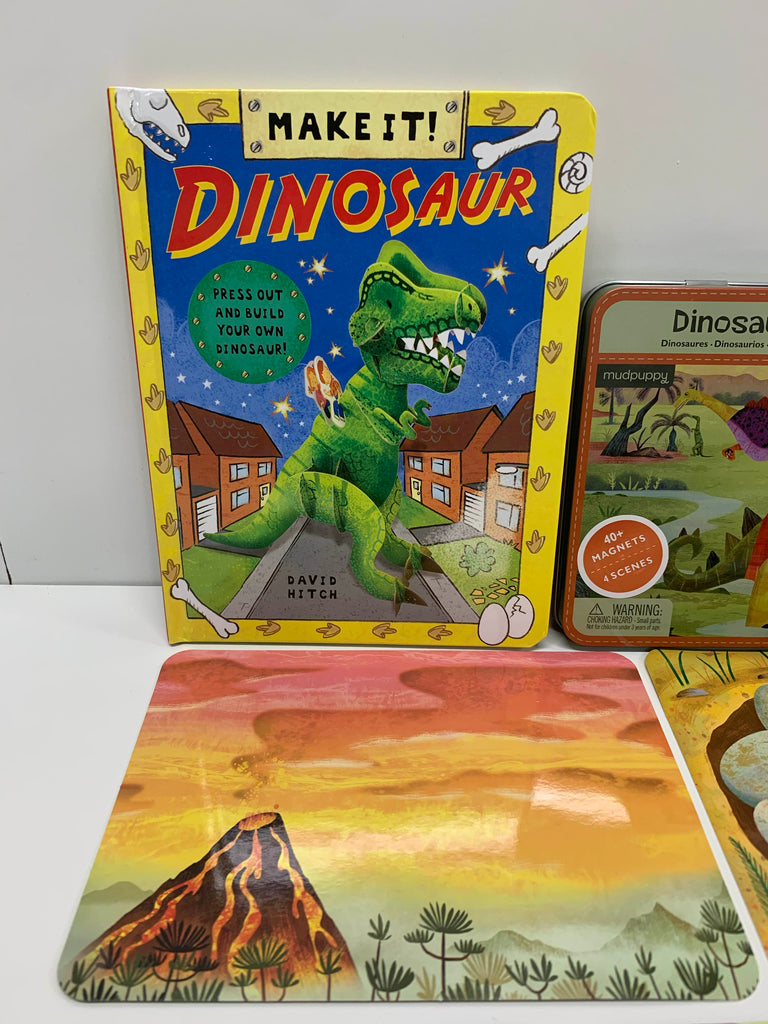 BUNDLE Dinosaurs, Make It! Book and Magnetic Toy Tin