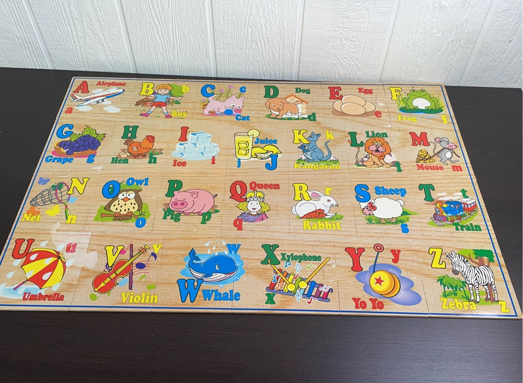 Wooden Alphabet Puzzle with Reversible Pieces