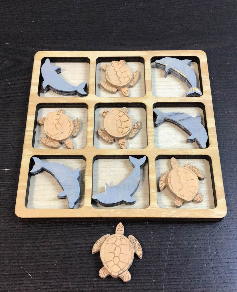 Tic-Tac-Toe Game, Wooden Turtles and Dolphins