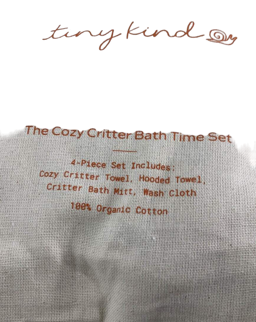Tiny Kind Cozy Critter Bath Time Set 4 Piece, Brown Bear
