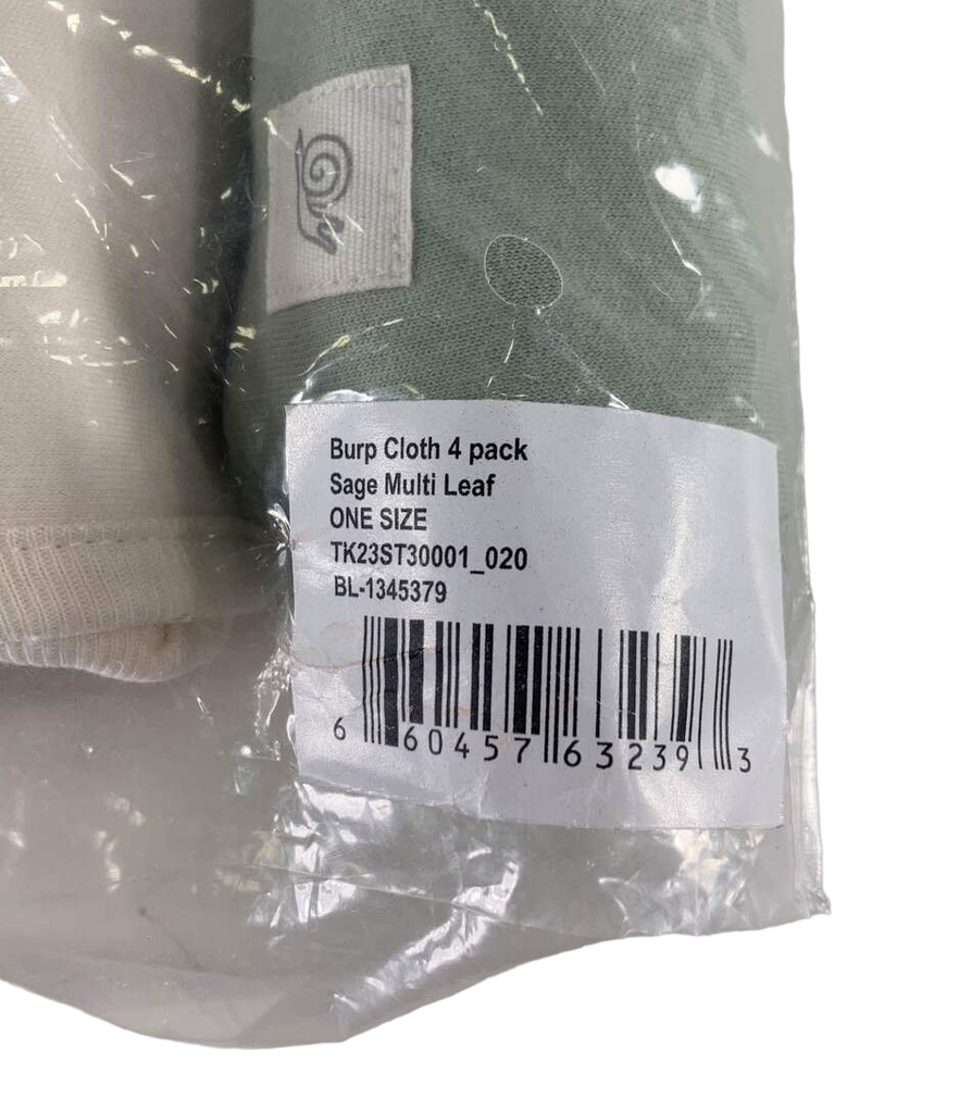 Tiny Kind Burp Cloth 4 Pack, Sage Multi Leaf