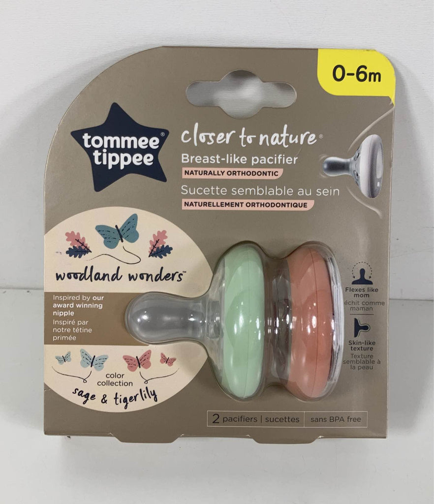 Tommee Tippee Closer to Nature Pacifiers, 2 Pack, Tigerlily & Sage