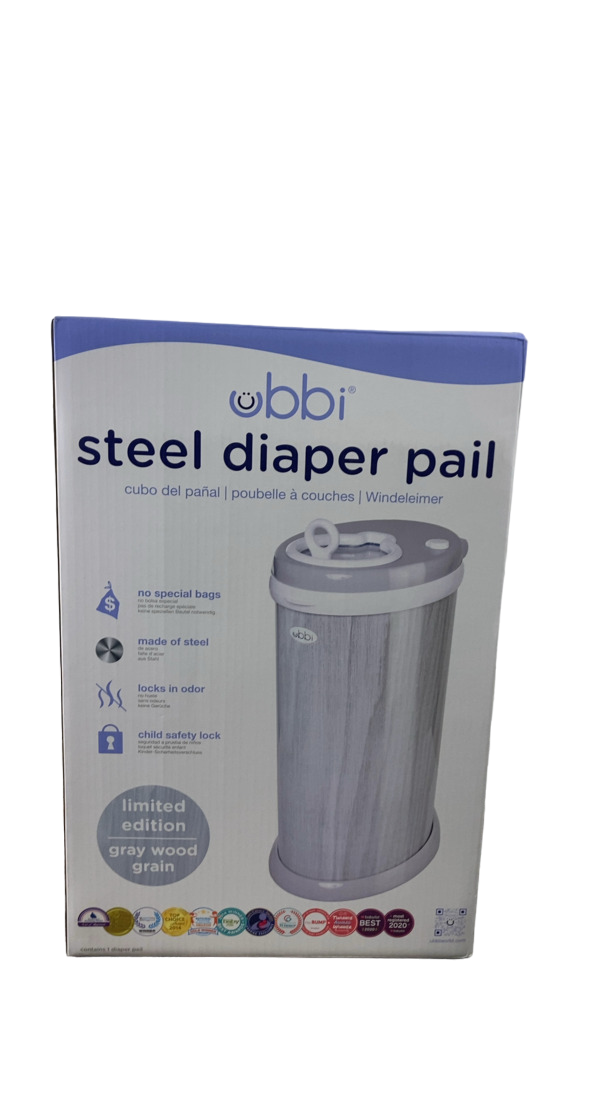 Ubbi Diaper Pail, Gray Woodgrain — GoodBuy Gear
