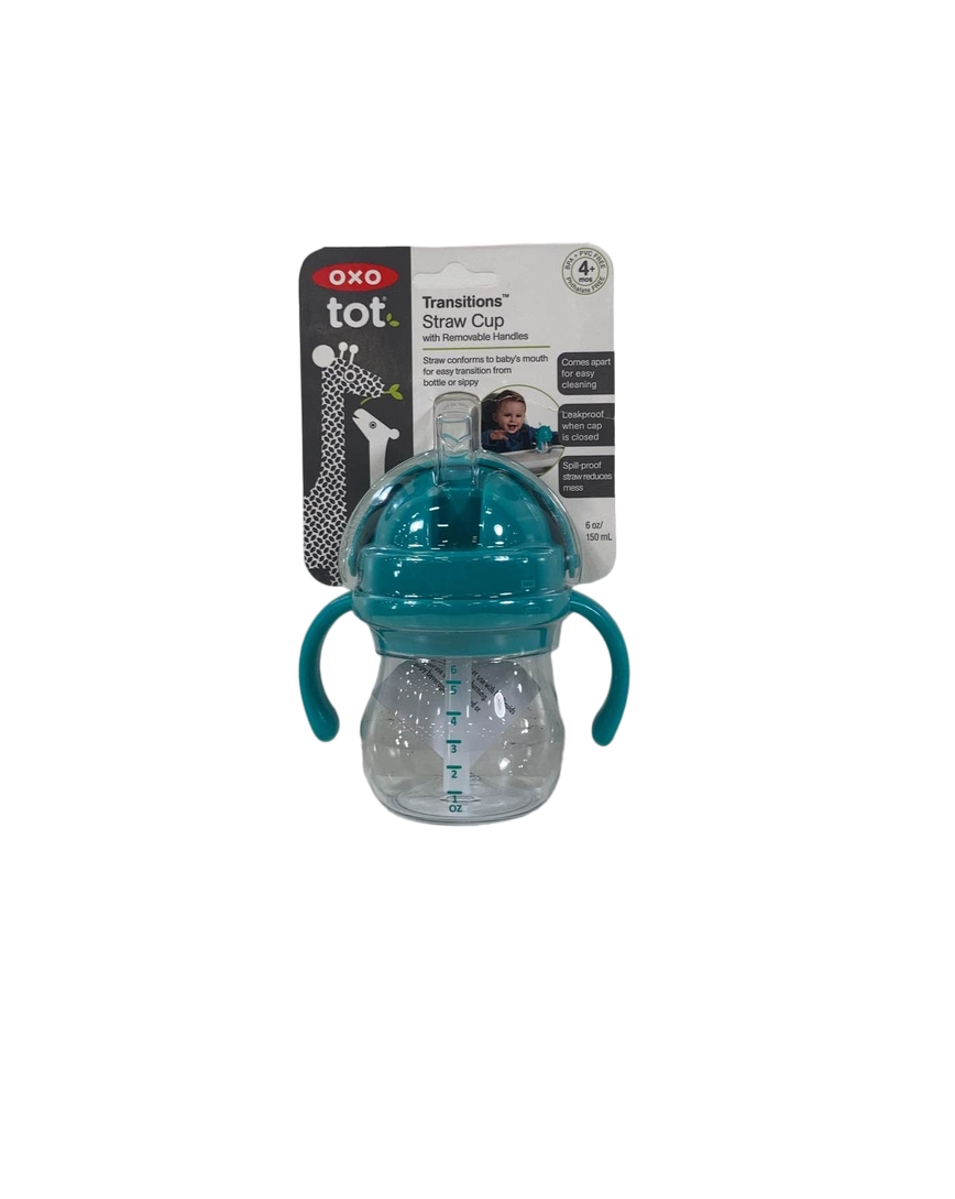 OXO Tot Transitions Soft Spout Sippy Cup with Removable Handles, Teal ...