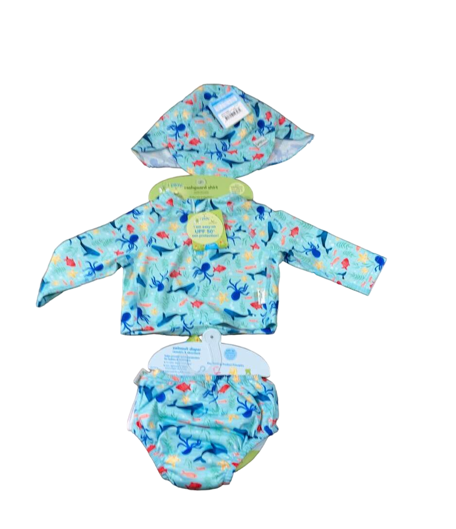 Green Sprouts UPF 50+ Snap Swim Diaper & Rashguard Set with Brim Hat ...