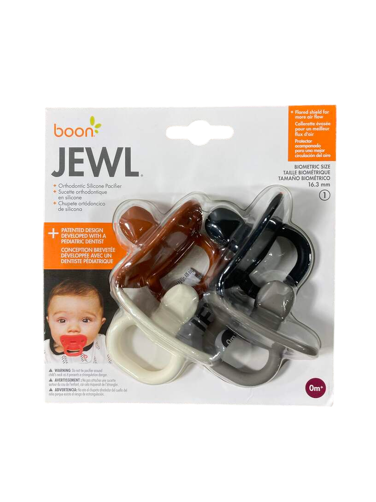 Boon Jewl Silicone Orthodontic Pacifier 4Pack, Neutral