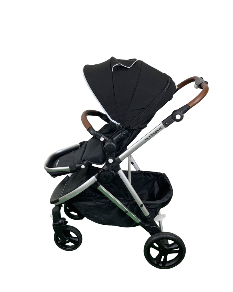 Mockingbird Single Stroller, Silver With Penny Leather, Black, Windowp