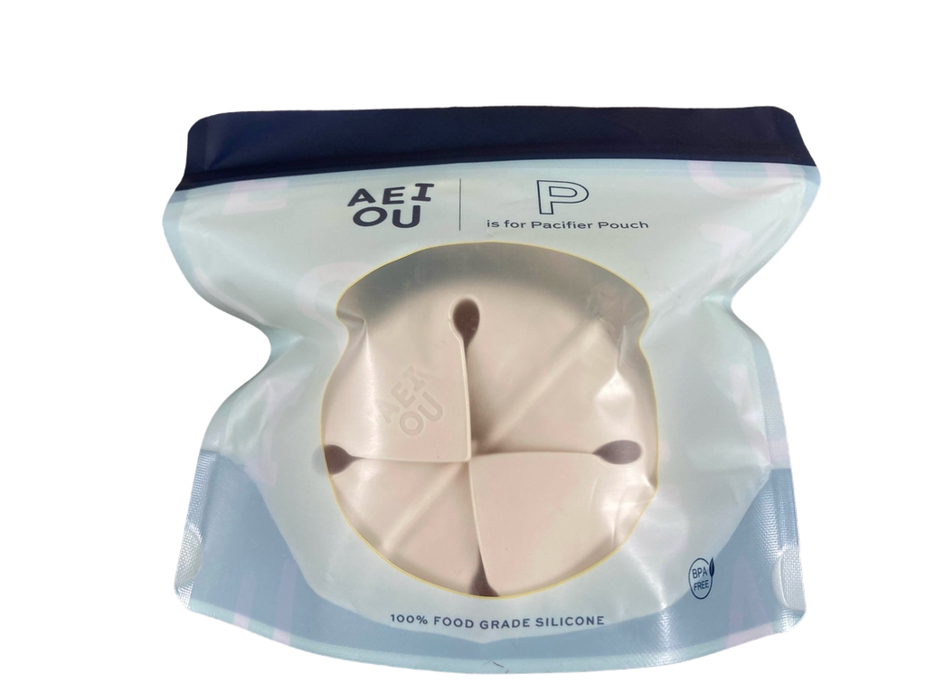 AEIOU Silicone Pacifier Pouch, Oat
