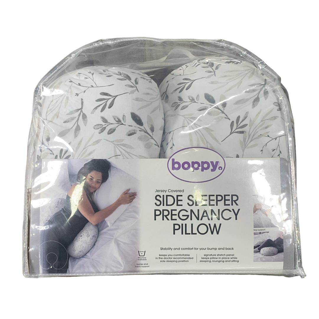 Boppy Side Sleeper Pregnancy Pillow, Gray Falling Leaves — GoodBuy Gear