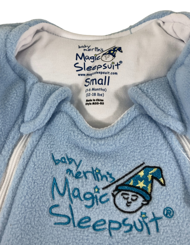 Baby Merlin's Magic Sleepsuit, Blue, Fleece, Small 3-6 Months