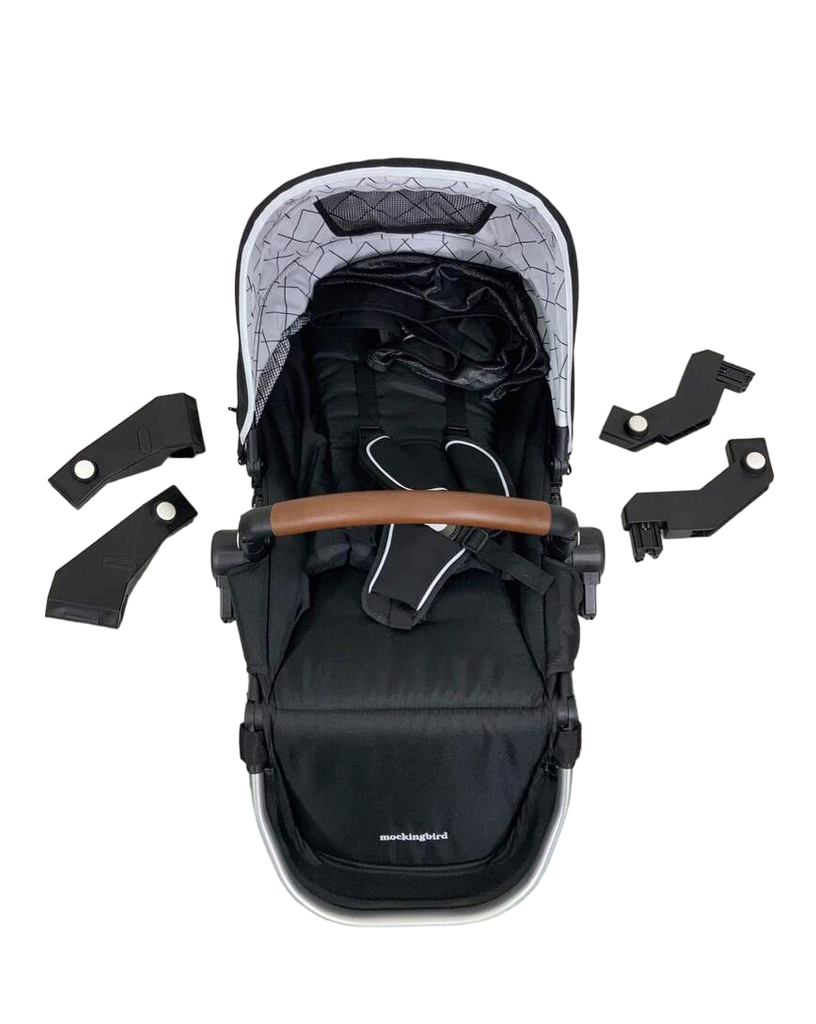 Mockingbird 2nd Seat Kit with Extendable Canopy, Silver with Penny Lea