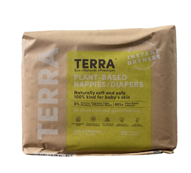 Terra Plant Based Nappies/Diapers, 1 Pack (20 Count), 3 Crawler ...