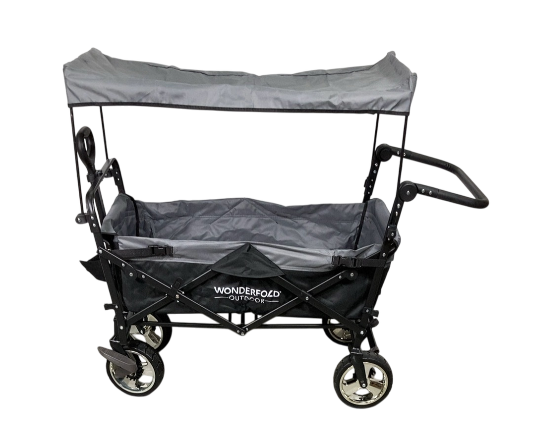 Wonderfold S4 Push & Pull Premium Utility Folding Wagon with Canopy, B ...