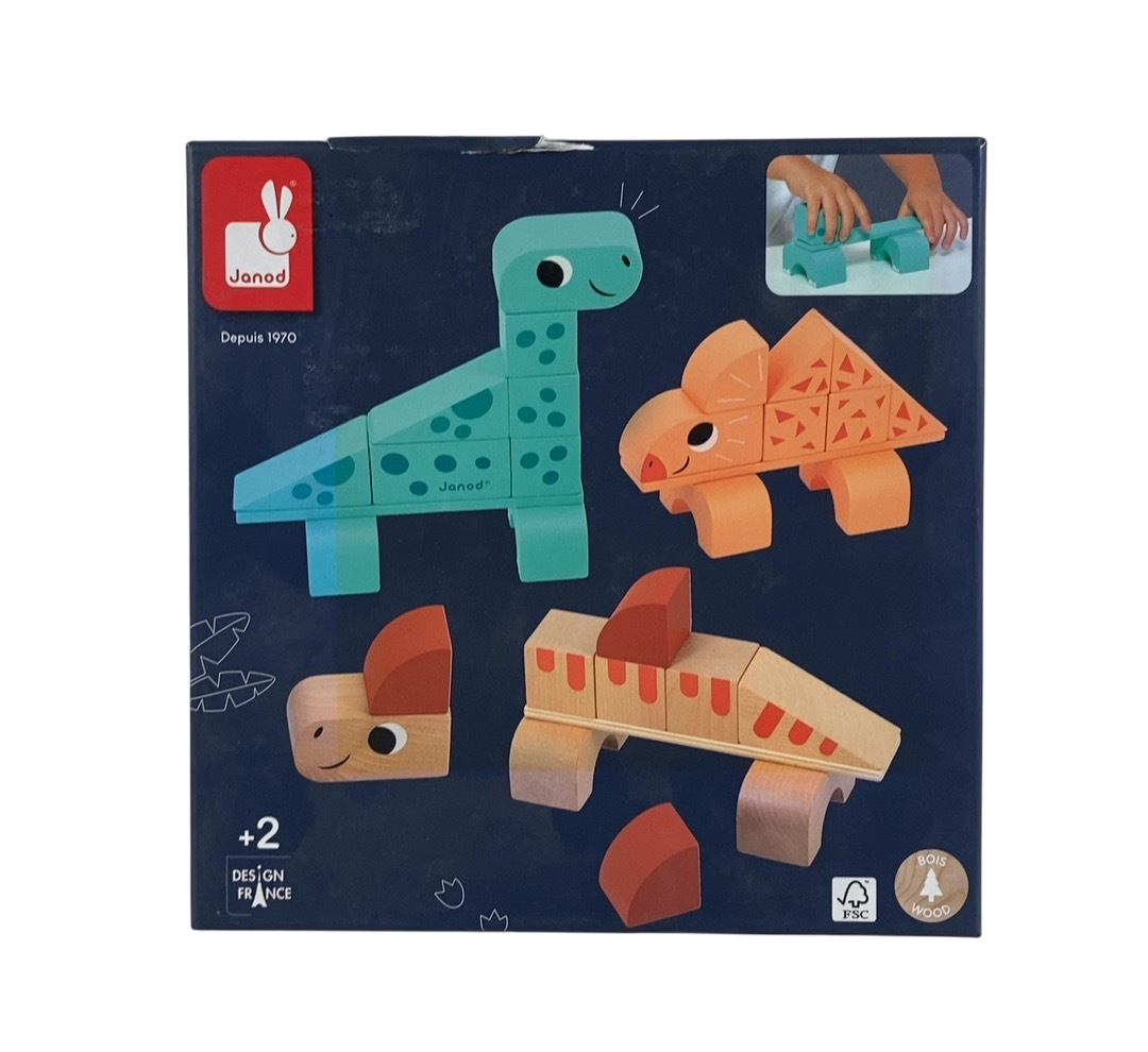 Janod Stacking Blocks, Dino Cubikosaurus — GoodBuy Gear