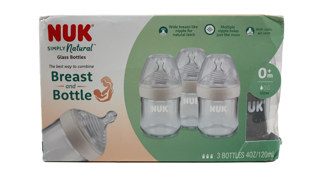 NUK Simply Natural Glass Bottles, 3 Pack, 4oz — GoodBuy Gear