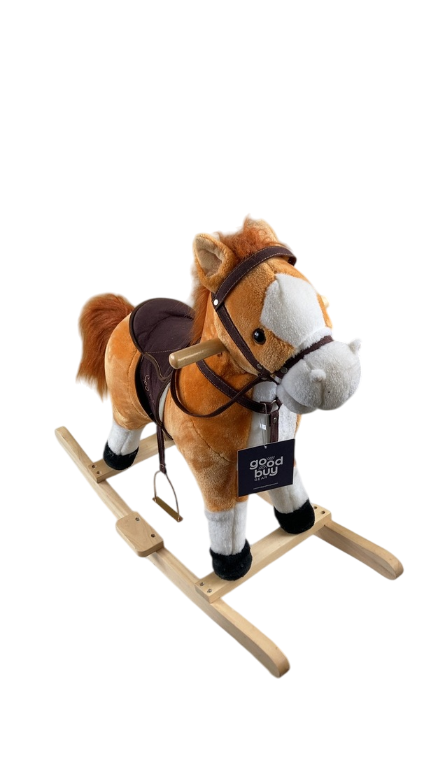 Qaba Kids Plush Ride On Rocking Horse Chair With Nursery Rhyme Sounds ...