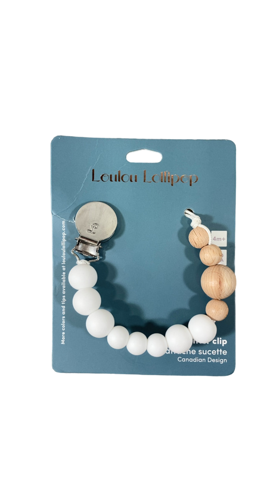 LouLou Lollipop Pacifier Clip, White