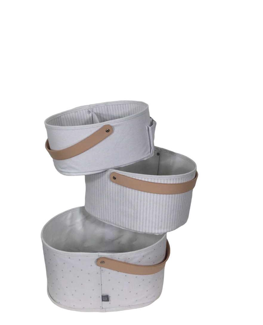 Baby Gap 3 Pack Nested Fabric Storage Bins With Handles, Grey — GoodBuy ...