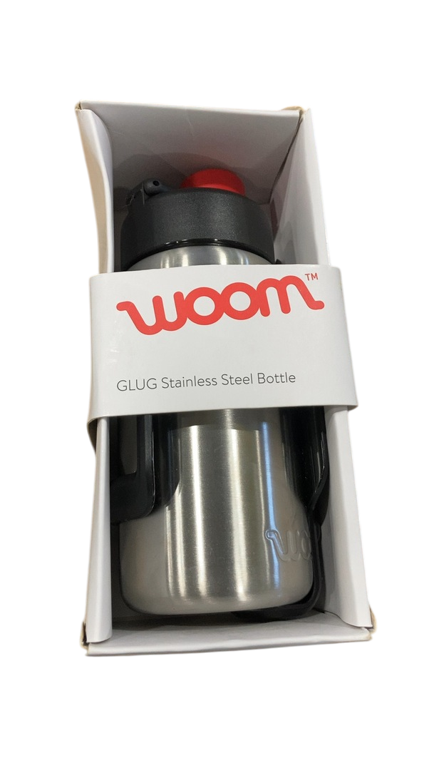 Woom GLUG Stainless Steel Bottle + Bottle Cage, Stainless — GoodBuy Gear
