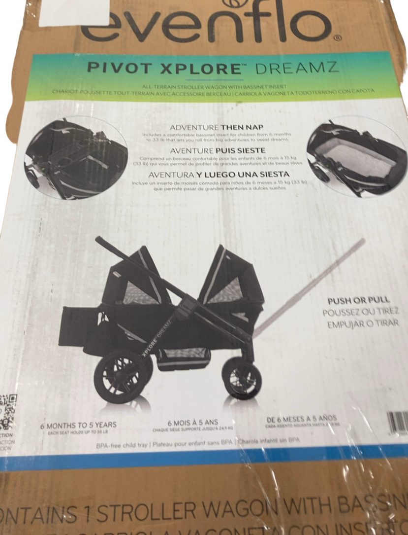 Evenflo Pivot Xplore Dreamz All-Terrain Stroller Wagon with Bassinet I ...