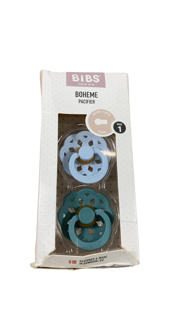 BIBS Boheme Natural Rubber Pacifier 2 Pack, Baby Blue/Island Sea, Size ...