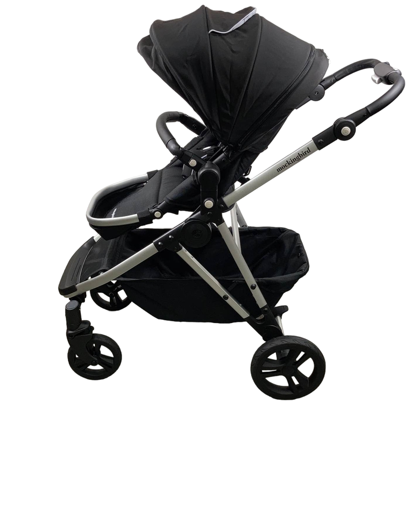 Mockingbird Single to Double 2.0 Stroller, Silver with Black Leather,