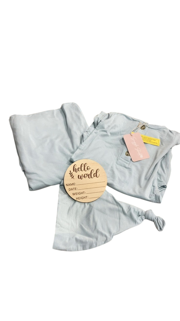 Snuggle Shield LUXE Bamboo Newborn Gown Set, Sky Blue — GoodBuy Gear