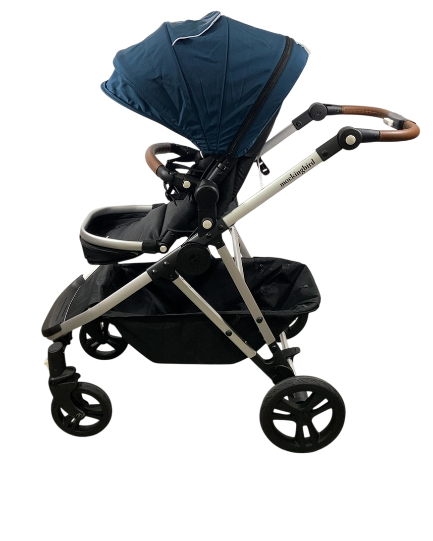 Mockingbird Single to Double 2.0 Stroller, 2024, Sea, Silver With Penn ...