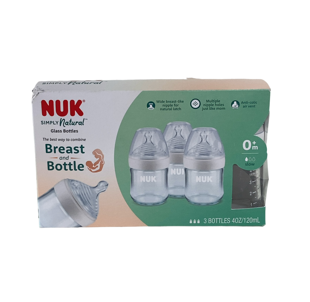 NUK Simply Natural Glass Bottles, 4oz, 3 Pack — GoodBuy Gear