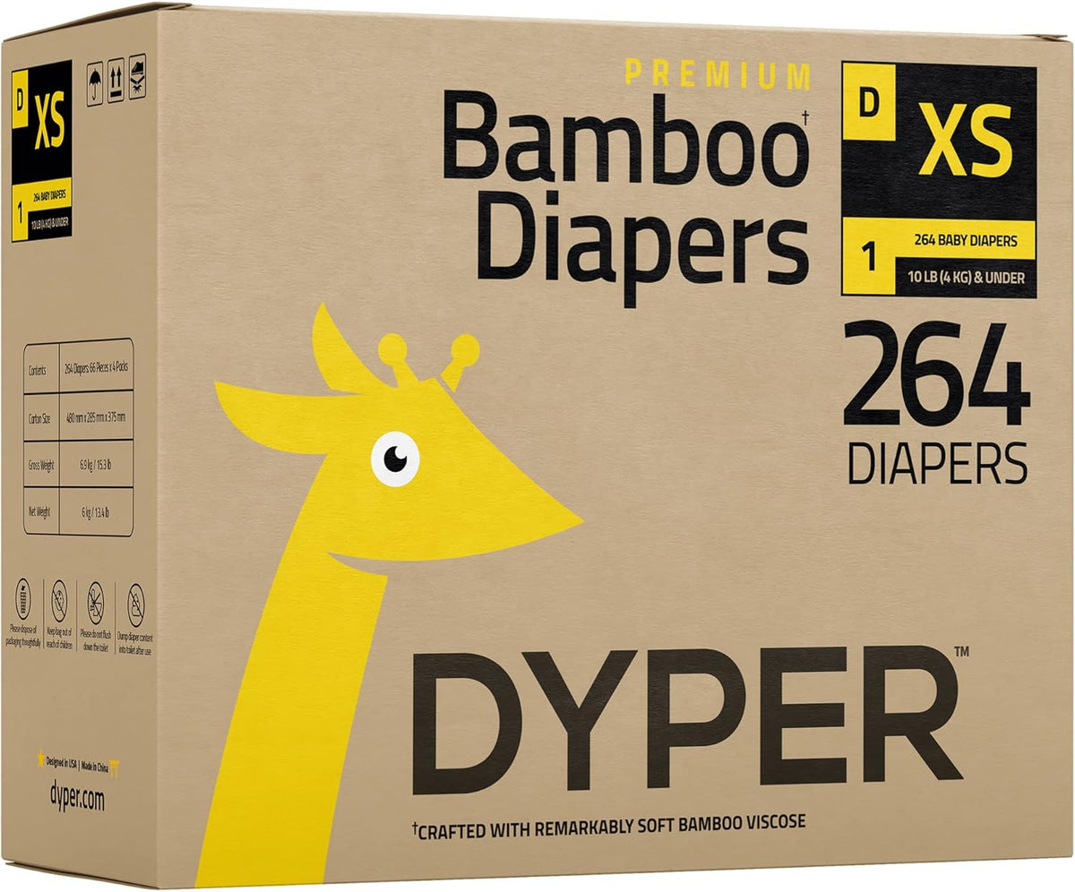 DYPER Bamboo Diaper Box, XS (10 Pounds and Under), 264 count — GoodBuy Gear