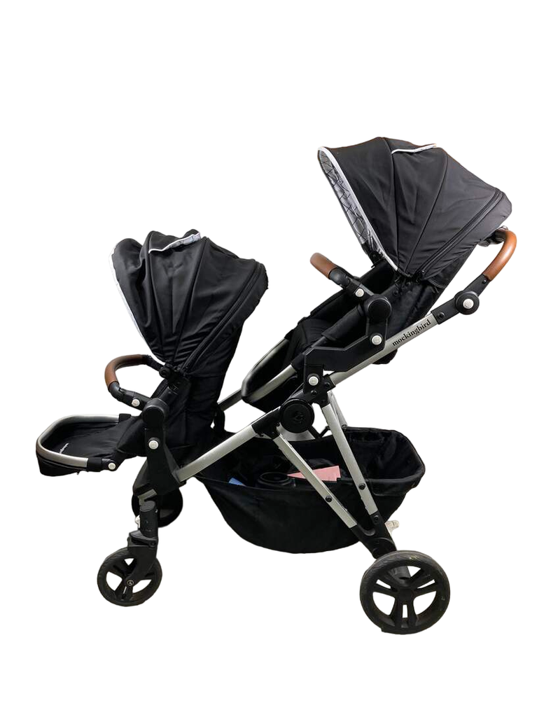 Mockingbird Single to Double Stroller with 2nd Seat, 2020, Black, Wind