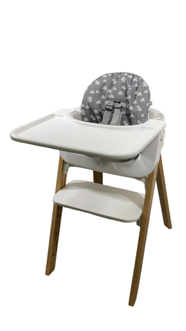 Stokke Complete Steps High Chair, White Seat Natural Legs — GoodBuy Gear