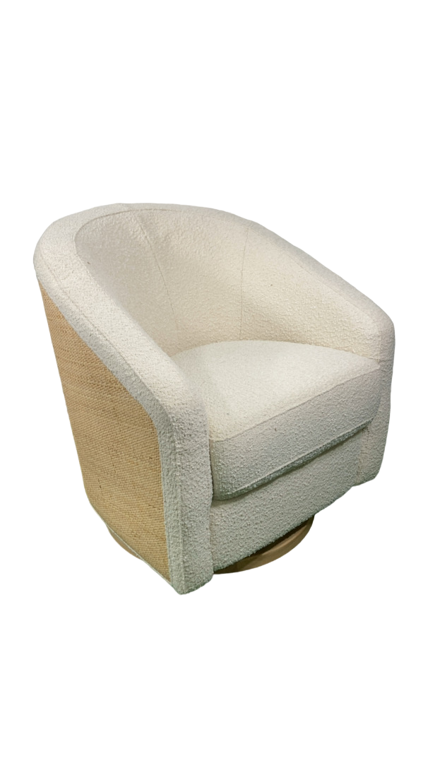 Babyletto Madison Swivel Glider, Ivory Boucle & Cane with Light Wood B ...