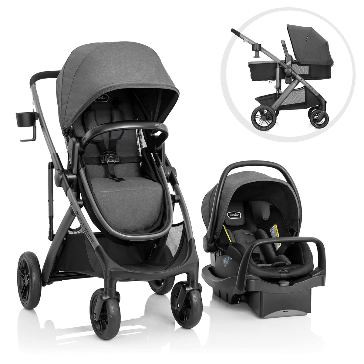 Evenflo Pivot Suite Travel System, 2022, Devon Gray — GoodBuy Gear