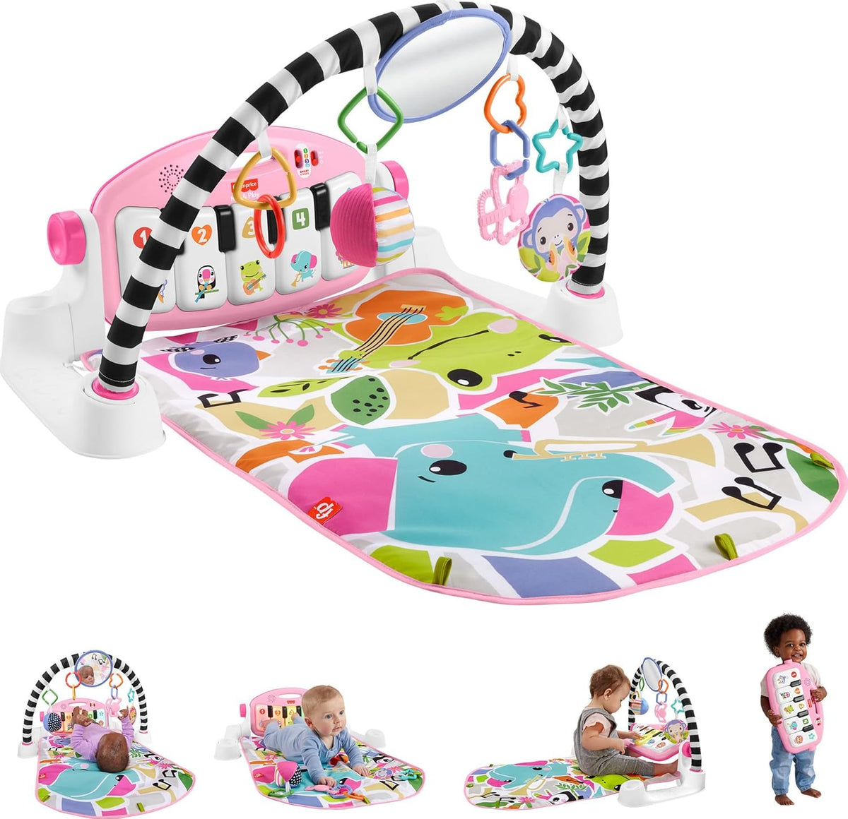 Fisher Price Glow And Grow Kick And Play Piano Activity Mat, Pink ...