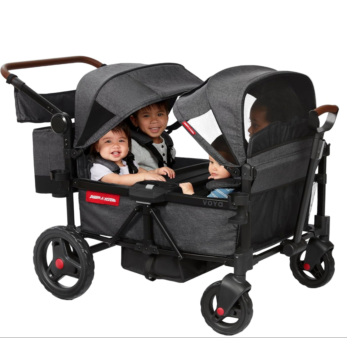 Radio Flyer Voya Quad Stroller Wagon, Grey/Black — GoodBuy Gear