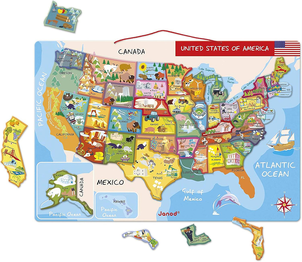 Janod Magnetic USA Map Puzzle — GoodBuy Gear