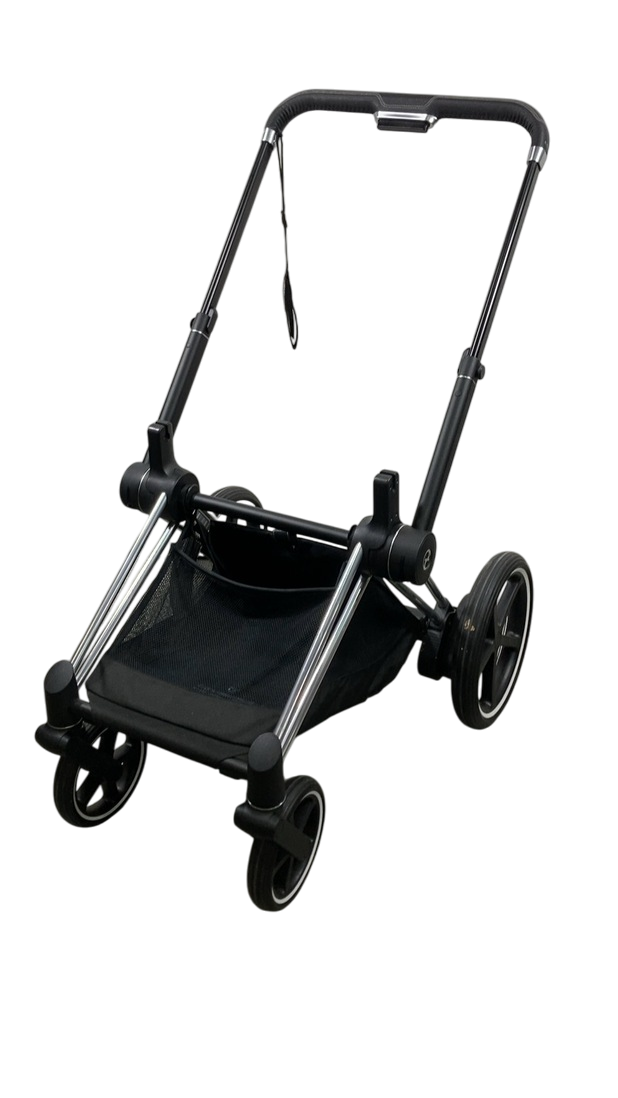 Cybex E-PRIAM Stroller Frame Only, Chrome With Black Details, with Bat ...