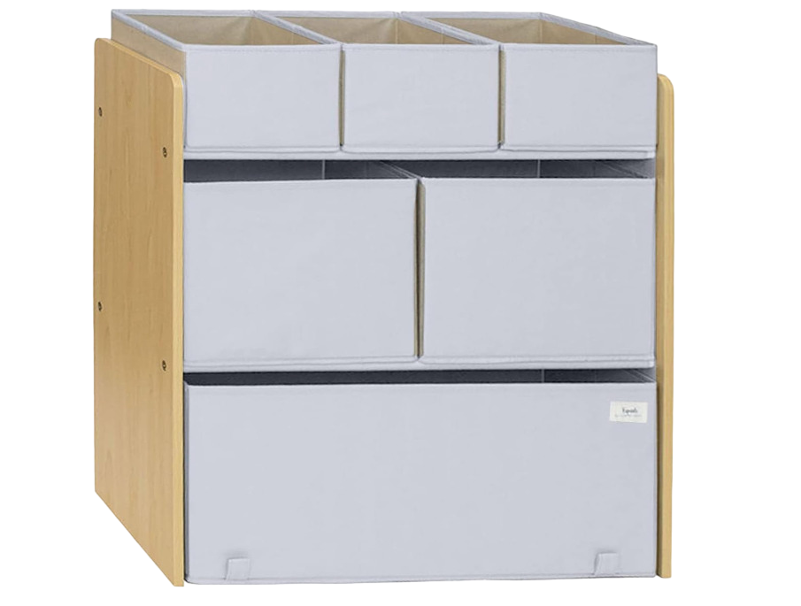3 Sprouts Multi-Bin Toy Organizer With Fabric Storage Bins, Grey ...