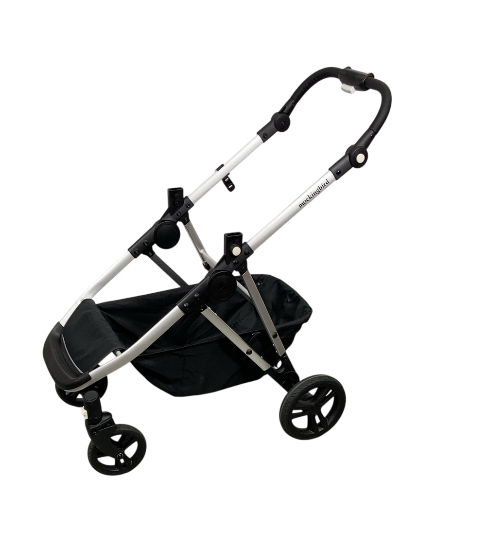 Mockingbird 2.0 Single to Double Stroller Frame, 2024, Silver With Bla ...