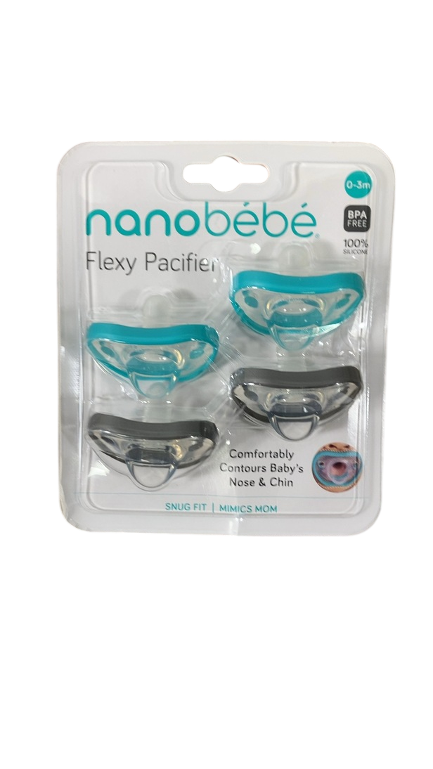 Nanobébé Flexy Pacifier 4 Pack, Grey/Teal — GoodBuy Gear