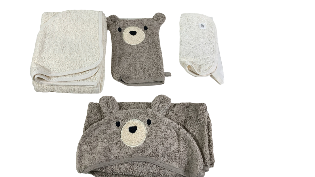 Tiny Kind Cozy Critter Bath Time Set 4 Piece, Taupe Bear — GoodBuy Gear