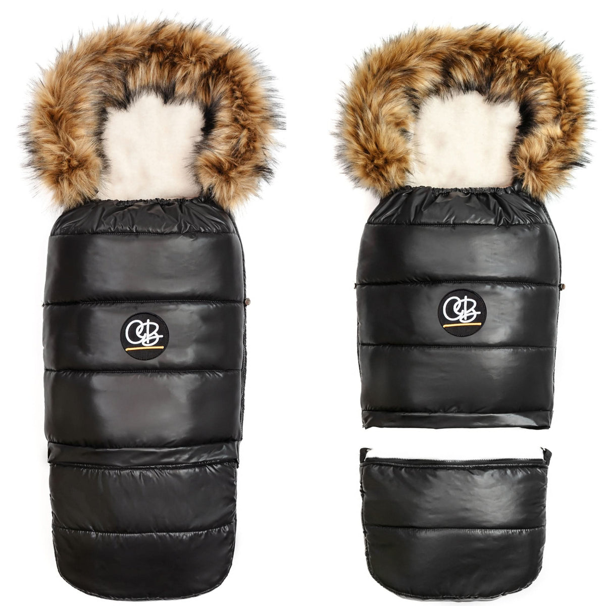 Organic Premium Beige Wool Adjustable Footmuff, Pastel Black — GoodBuy Gear