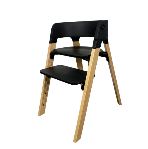 Stokke Steps High Chair, Black Seat with Natural Legs — GoodBuy Gear