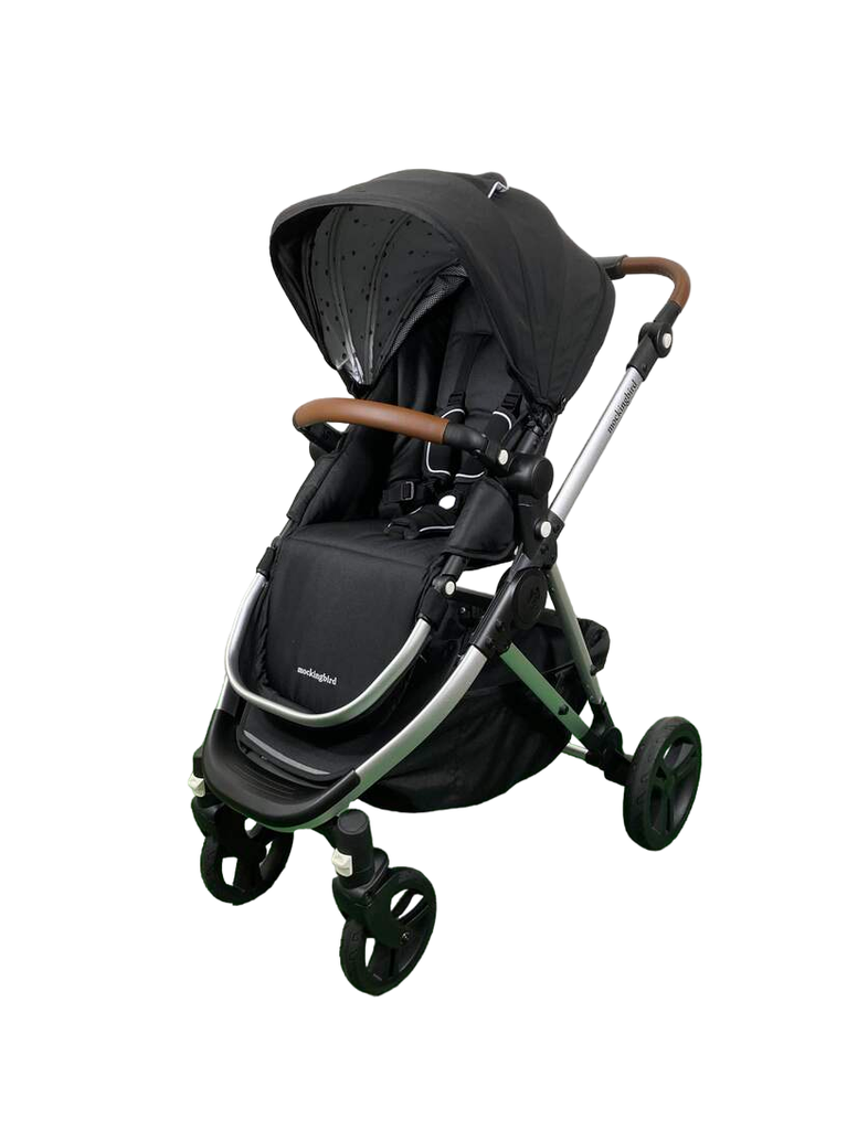 Mockingbird Single 2.0 Stroller, 2024, Silver with Penny Leather, Wate