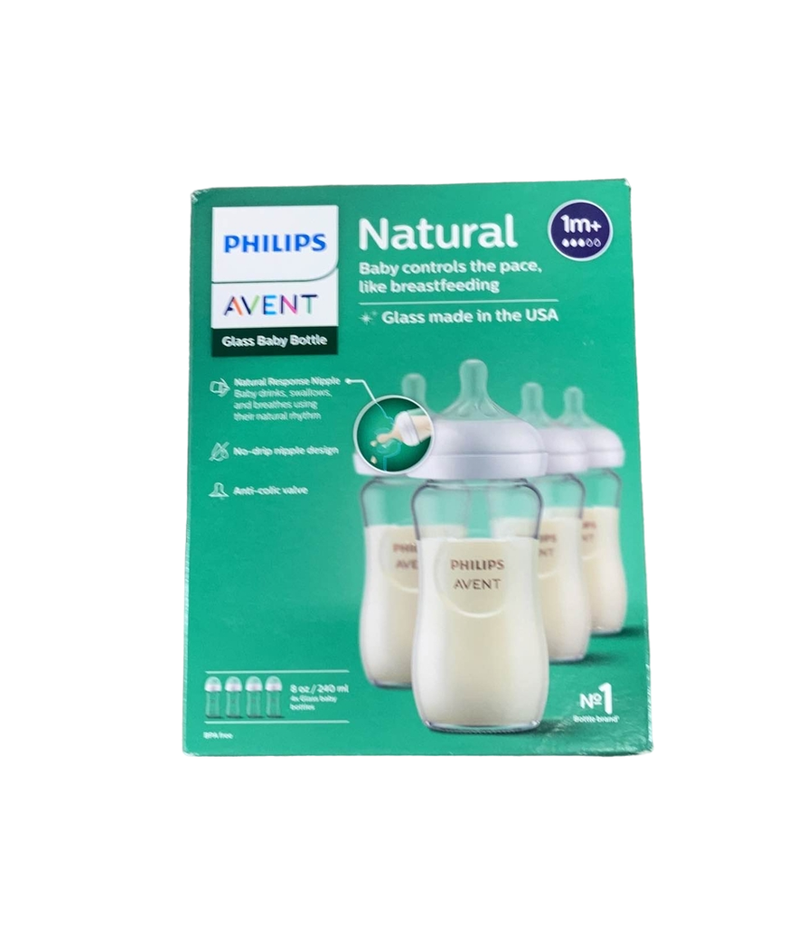 Philips Avent Natural Glass Baby Bottles, 4-Pack, 8oz