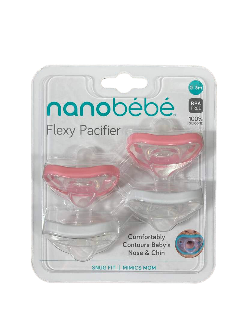 Nanobébé Flexy Pacifier 4 Pack, Pink/White — GoodBuy Gear