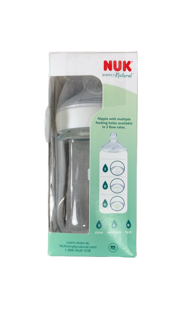 NUK Simply Natural Glass Bottle, 3 Pack, 8oz