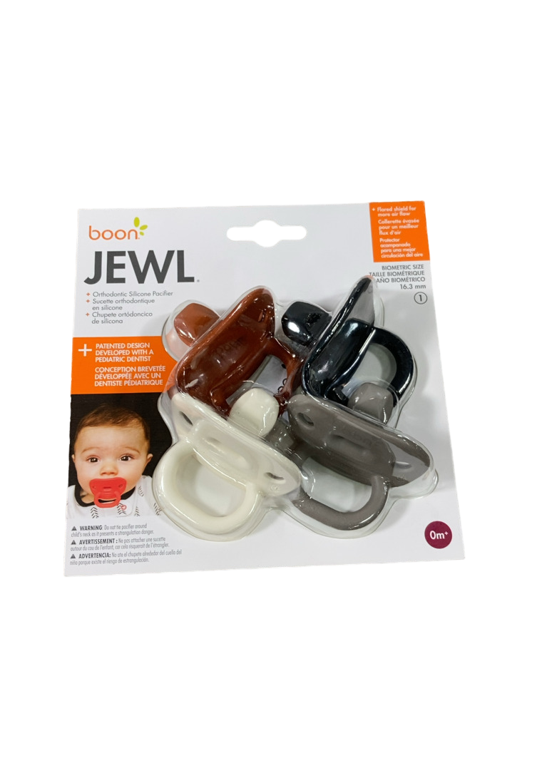 Boon Jewl Silicone Orthodontic Pacifier 4Pack, Newborn 0+, Neutral ...